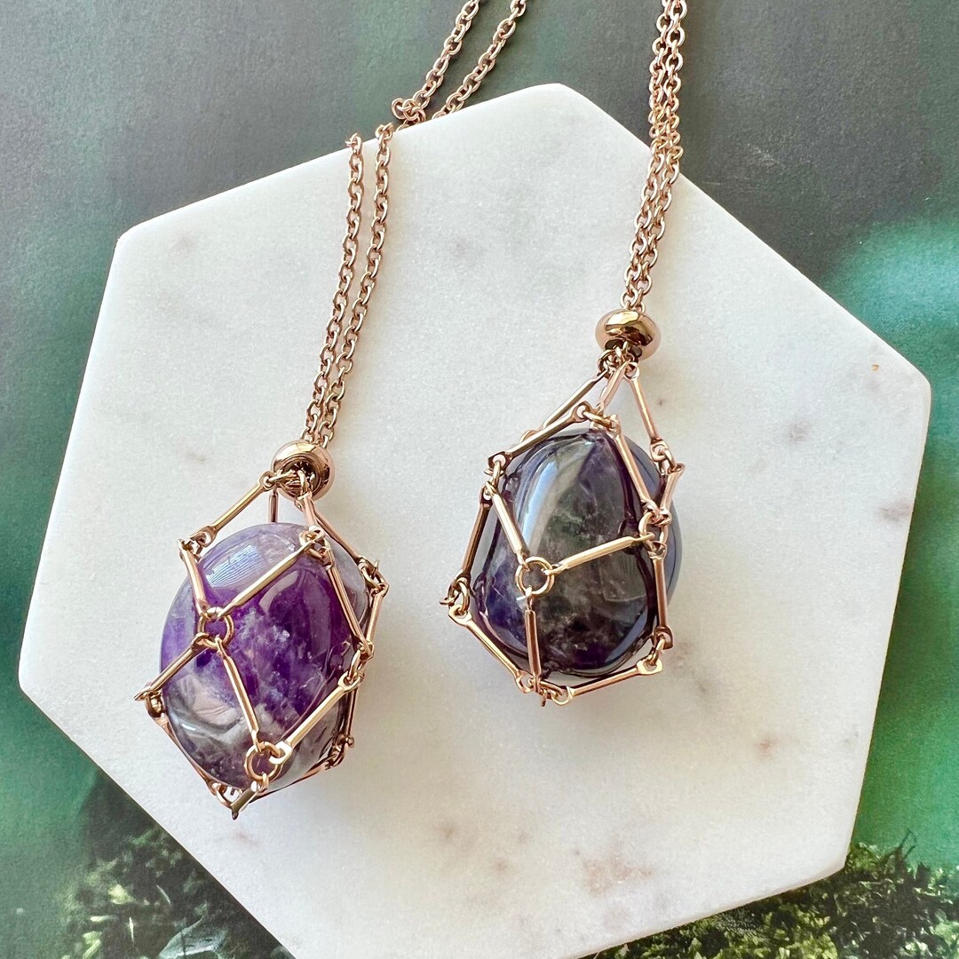 Rose Gold Plated Stainless Steel Gem Holder Necklace , Rose Gold ...