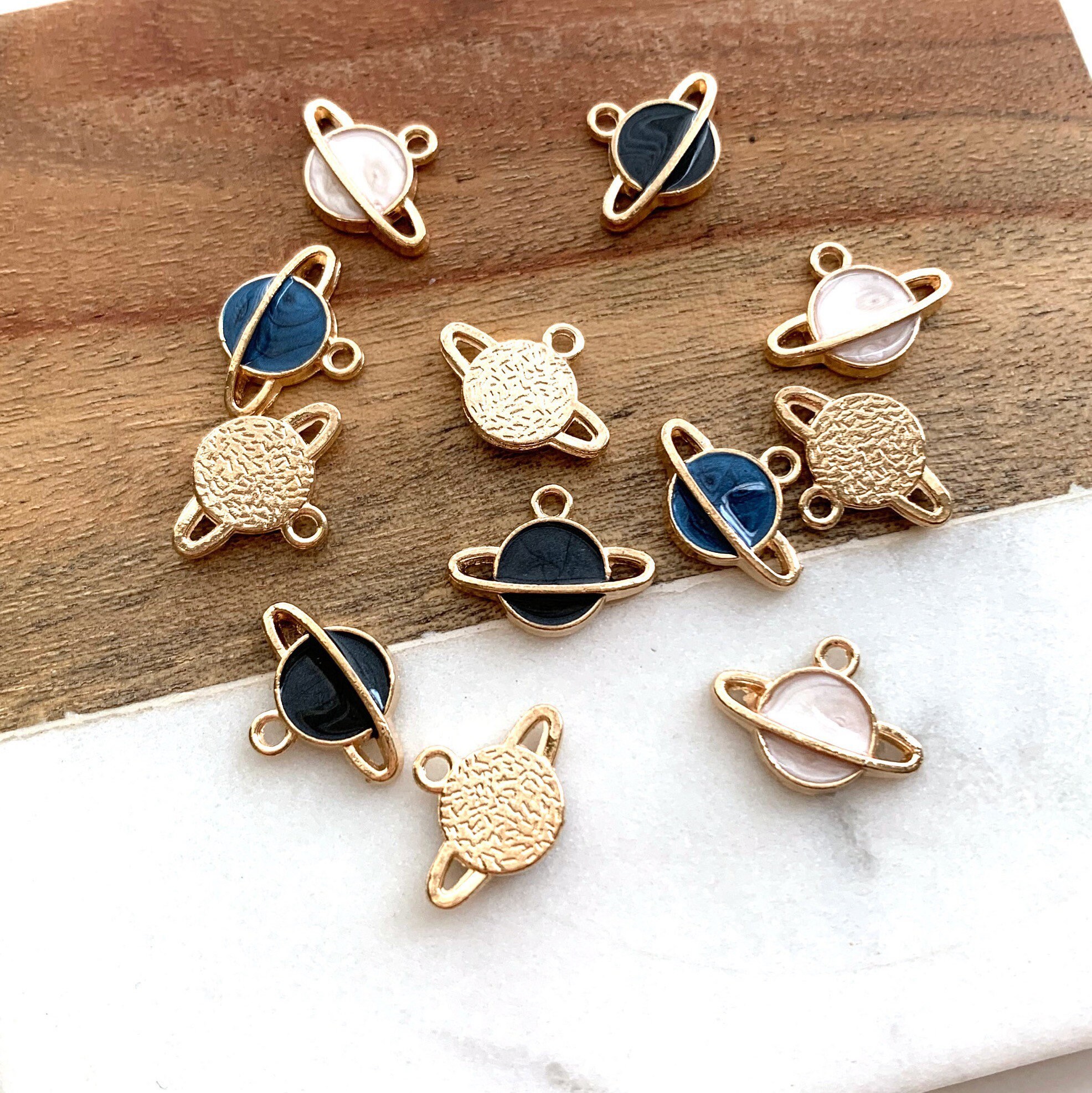 Enameled space elements charms Planet charms planet pendant | Etsy