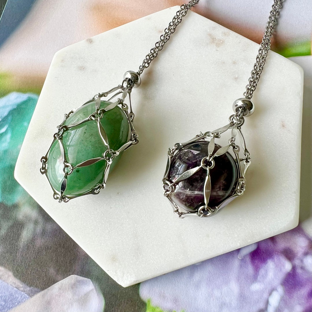 Stainless Steel Gem Holder Necklace , Stainless Steel Crystal Holder ...