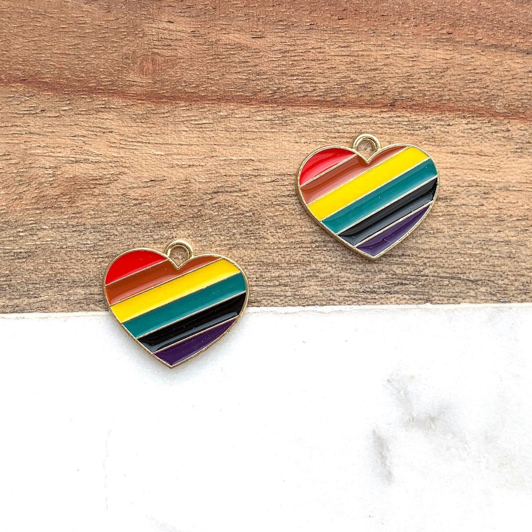 Enameled Rainbow Heart Charm for Jewelry Making, Rainbow Heart Jewelry ...