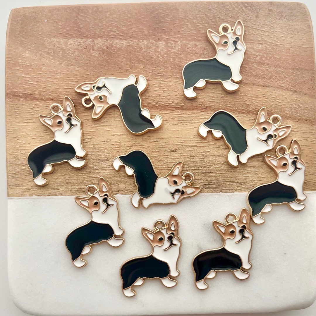 Bulk! 10 Pc Cute Corgi Crafting Charm, Corgi Planner Charm, Enamel ...