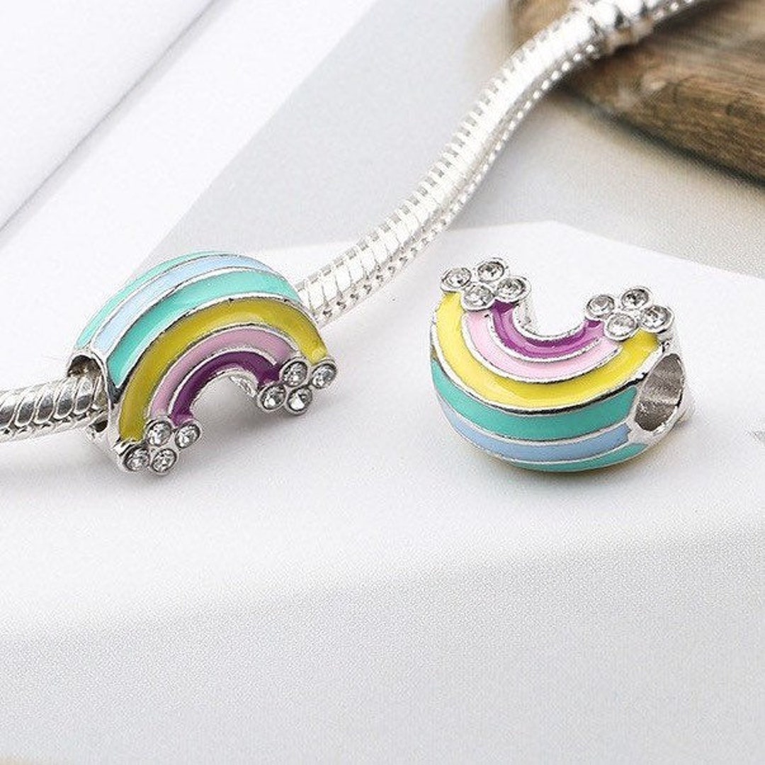 Enameled Rainbow Charm, Enamel Rainbow Charm for Bracelet Making ...