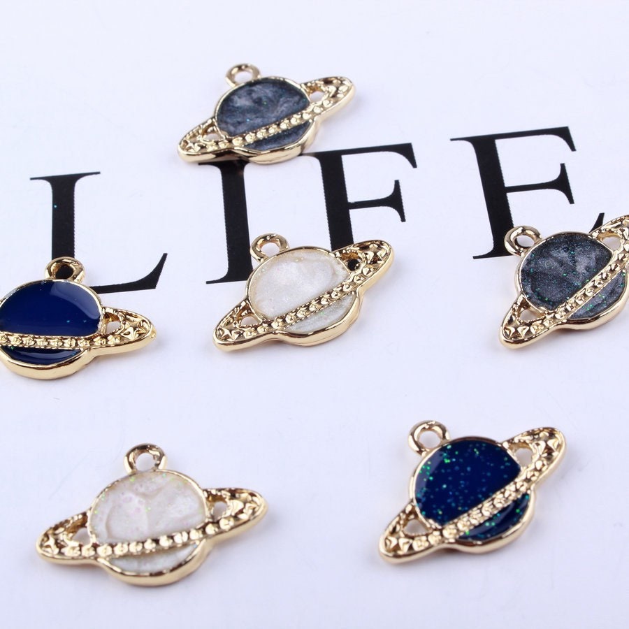 Enameled Space Elements Charms Planet Charms Planet Pendant - Etsy