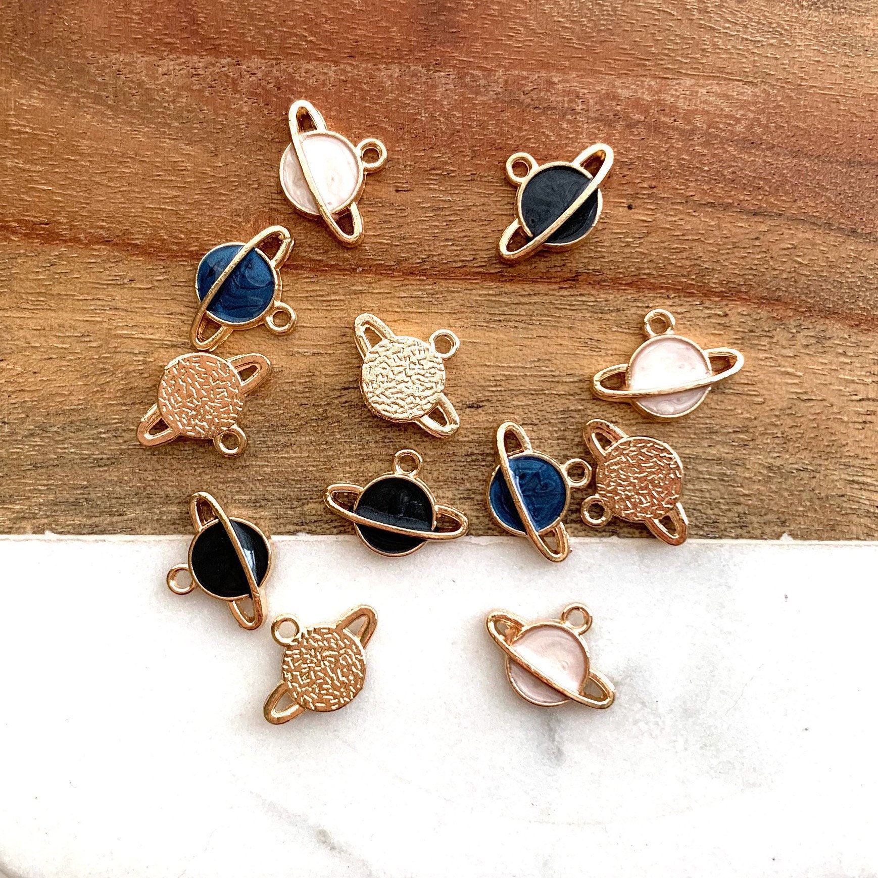 Enameled Space Elements Charms Planet Charms Planet Pendant - Etsy