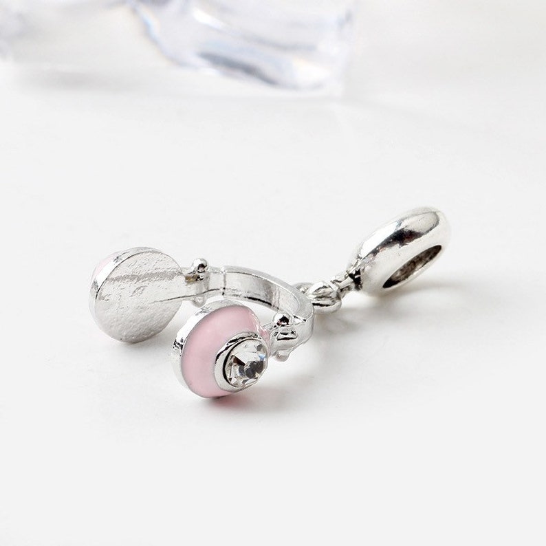 Headphone Charm Pink Enamel Headphone Charm Headphone Charm - Etsy