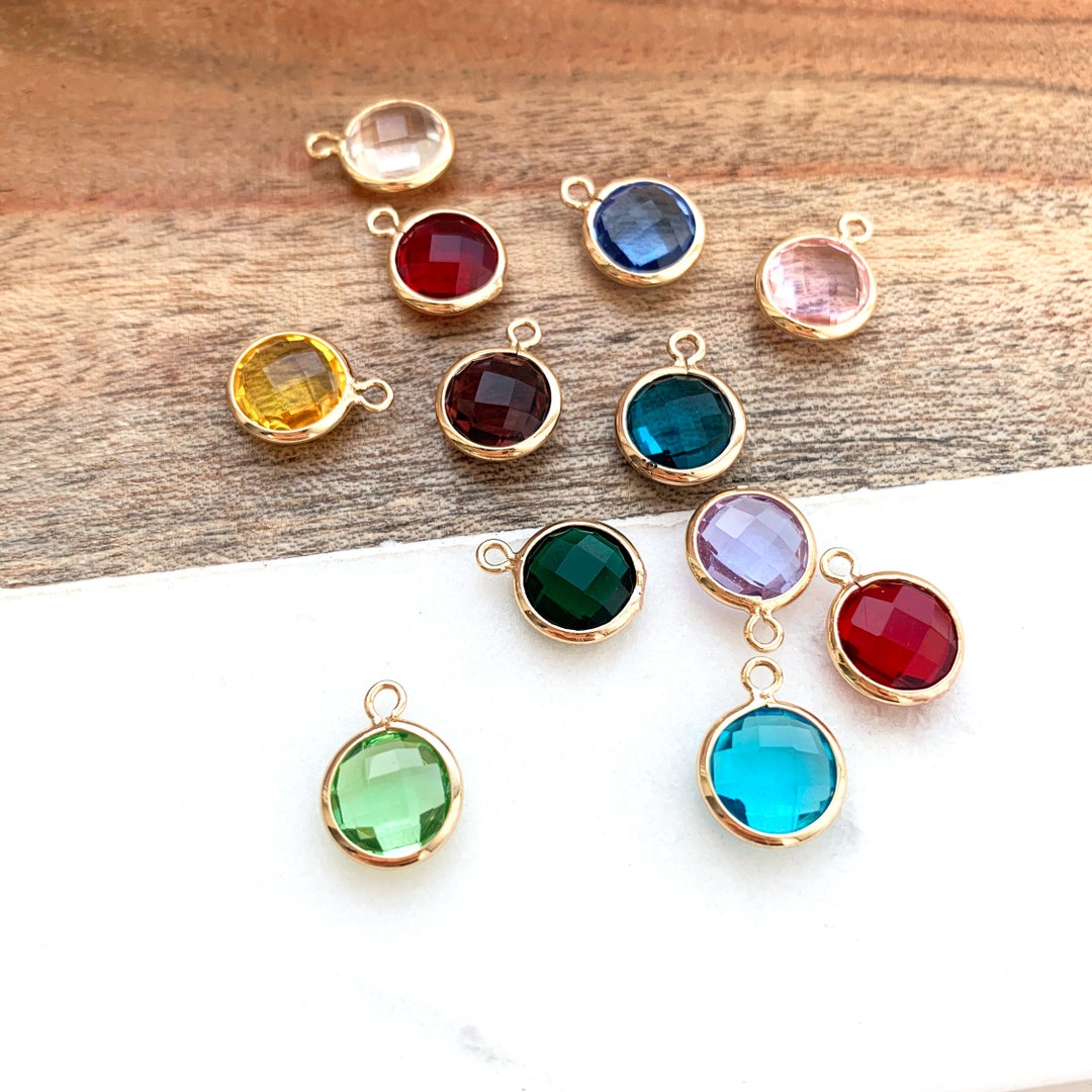 Bulk! 12 PC Birthstone Charm, 8mm Birthstone Charm, Birthstone Pendant ...
