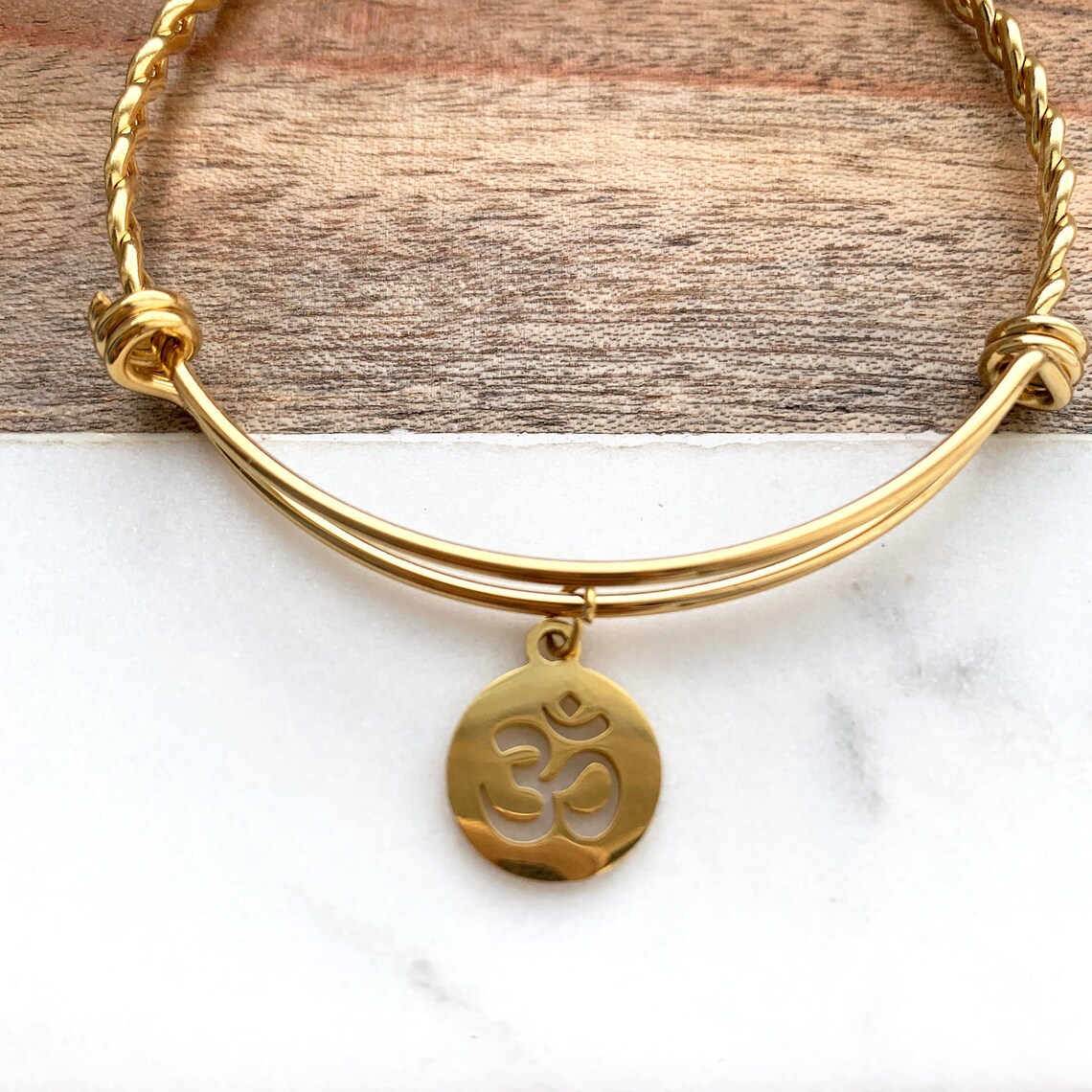 OM Bracelet, Ohm Bangle Bracelet, OM Birthstone Bracelet, Birthstone Om ...