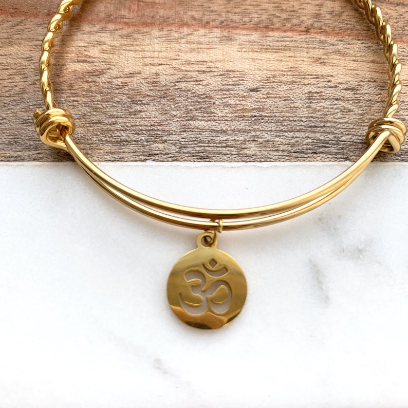 OM Bracelet, Ohm Bangle Bracelet, OM Birthstone Bracelet, Birthstone Om ...
