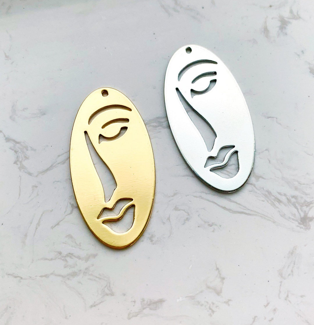 Bulk! Abstract Face Charm, Picasso Face Charm, Face Earring Pendant ...