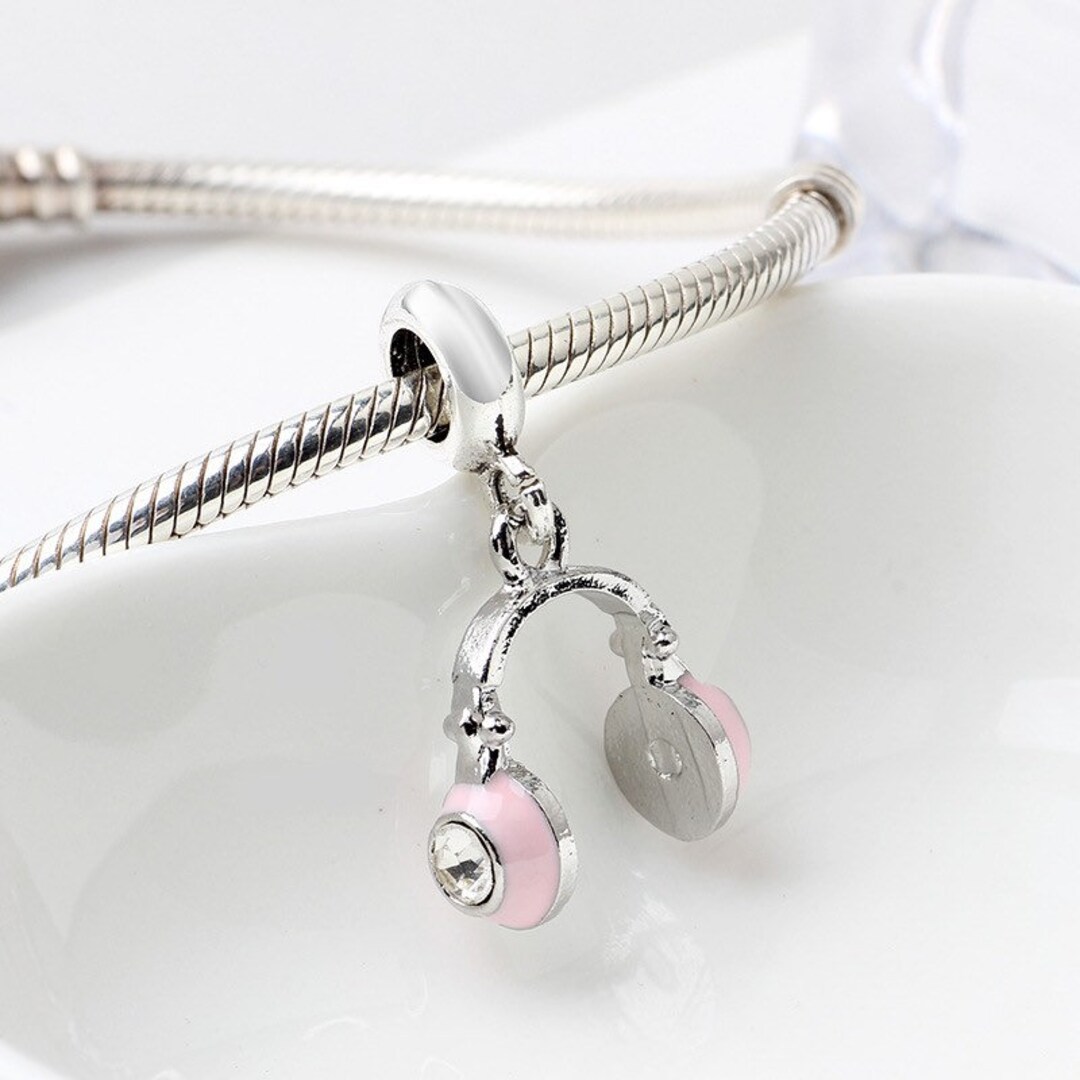 Headphone Charm Pink Enamel Headphone Charm Headphone Charm - Etsy