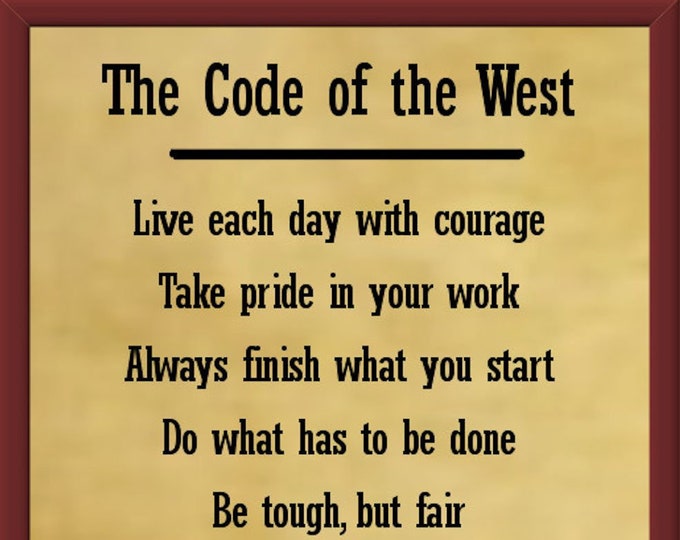 Cowboy Code of the West 5 X 8 Magnetic Sign - Etsy