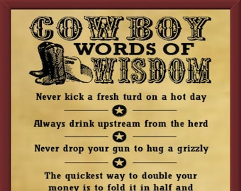 Cowboy Words of Wisdom 5 X 8 Magnetic Sign - Etsy