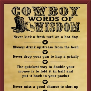 Cowboy Words of Wisdom 5 X 8 Magnetic Sign - Etsy