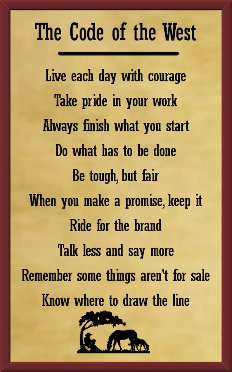 Cowboy Code of the West 5" X 8" Magnetic Sign - Etsy