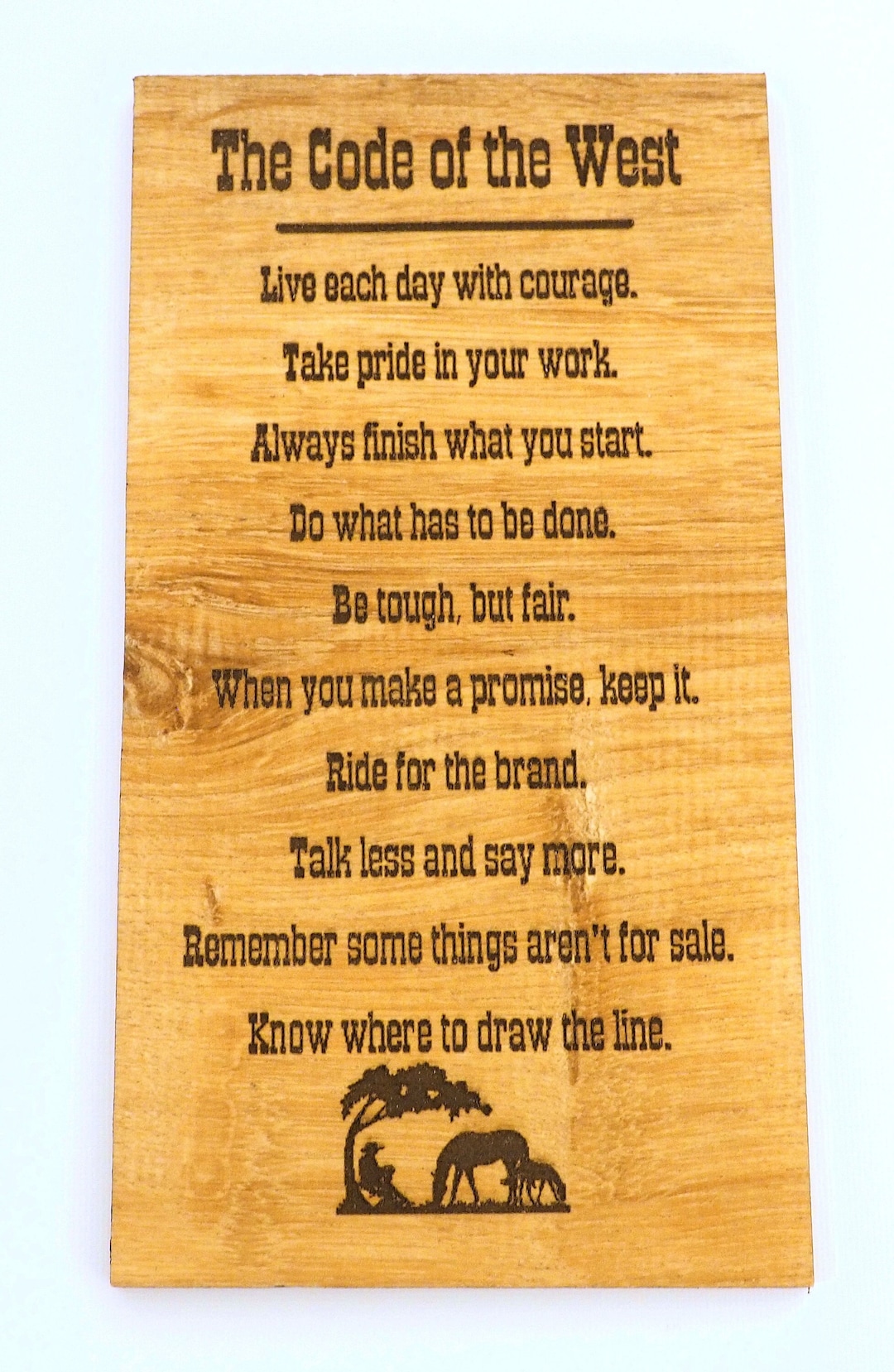 Code of the West Sign / Plaque Laser Engraved Western Decor - Etsy