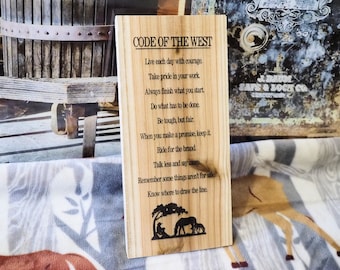 Code of the West, Western, Antiqued, Wooden Sign - Etsy