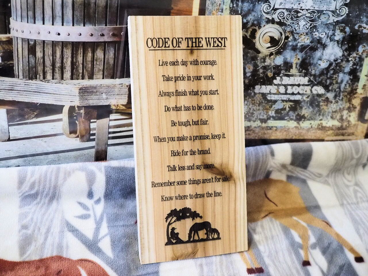 Cowboy Code of the West Cedar Sign 12X6 Laser Engraved-western Theme - Etsy