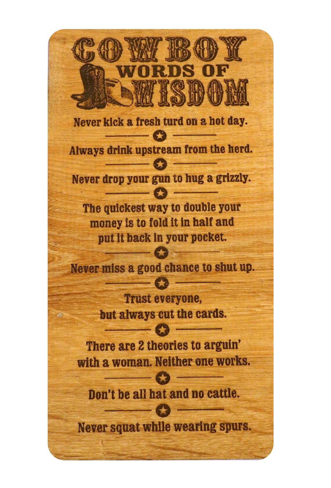 Cowboy Wisdom Sign / Plaque Laser Engraved Western Decor - Etsy