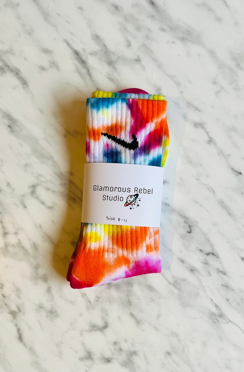 Tie Dyed Nike Socks, Bright Rainbow Socks, Rainbow Tie Dye, 1 Pair ...