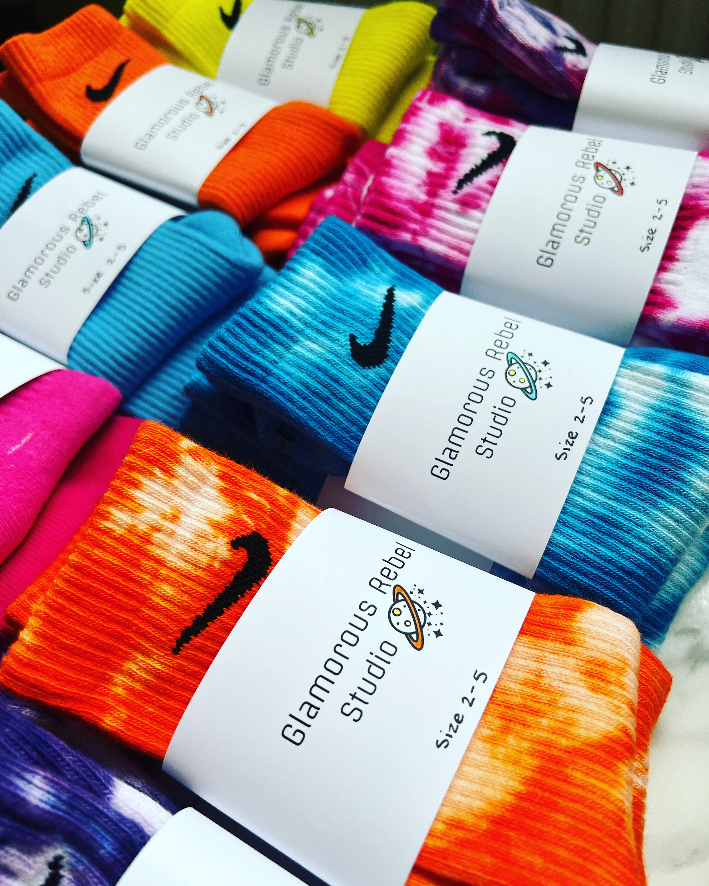 Tie Dyed Nike Socks, Bright Rainbow Socks, Rainbow Tie Dye, 1 Pair ...