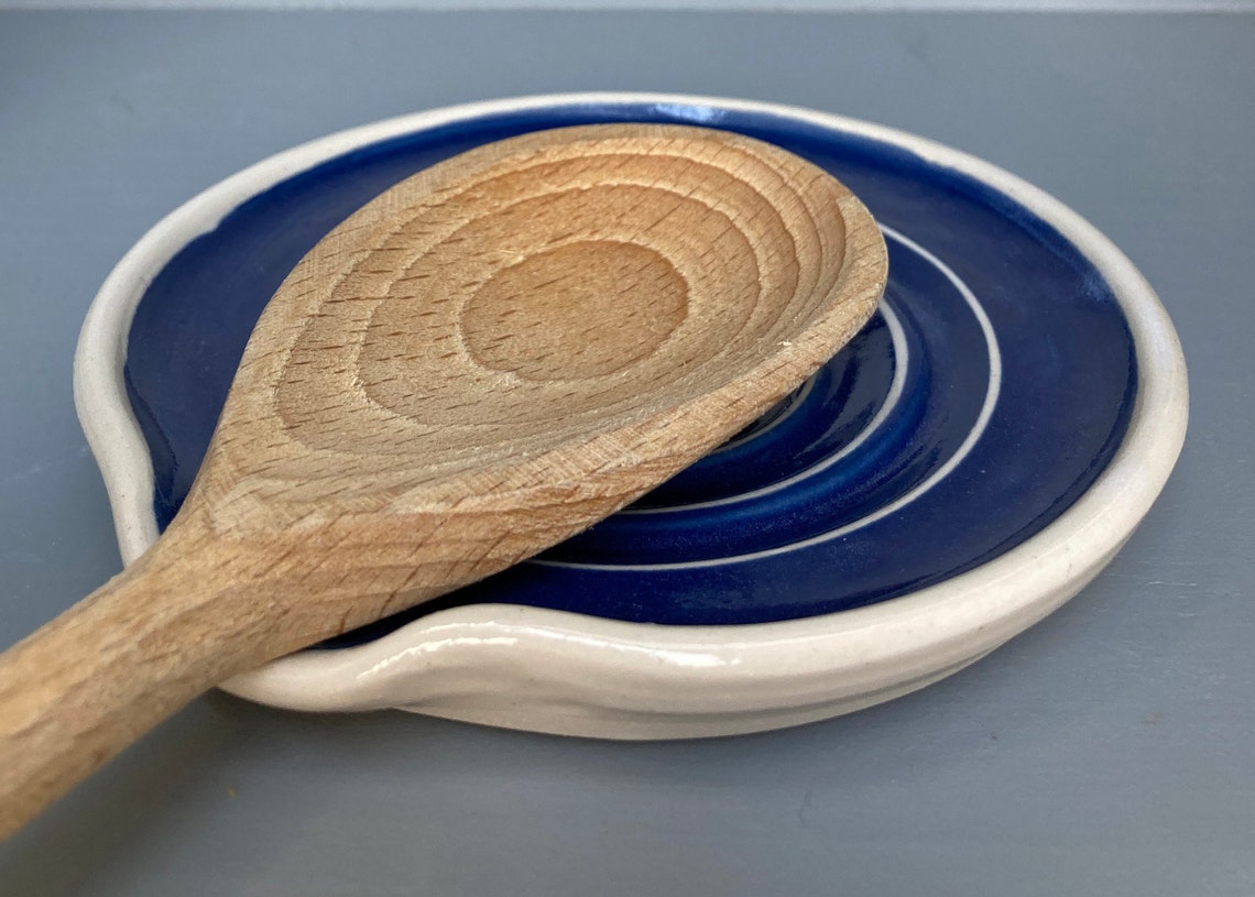 Blue Ceramic Spoon Rest - Etsy
