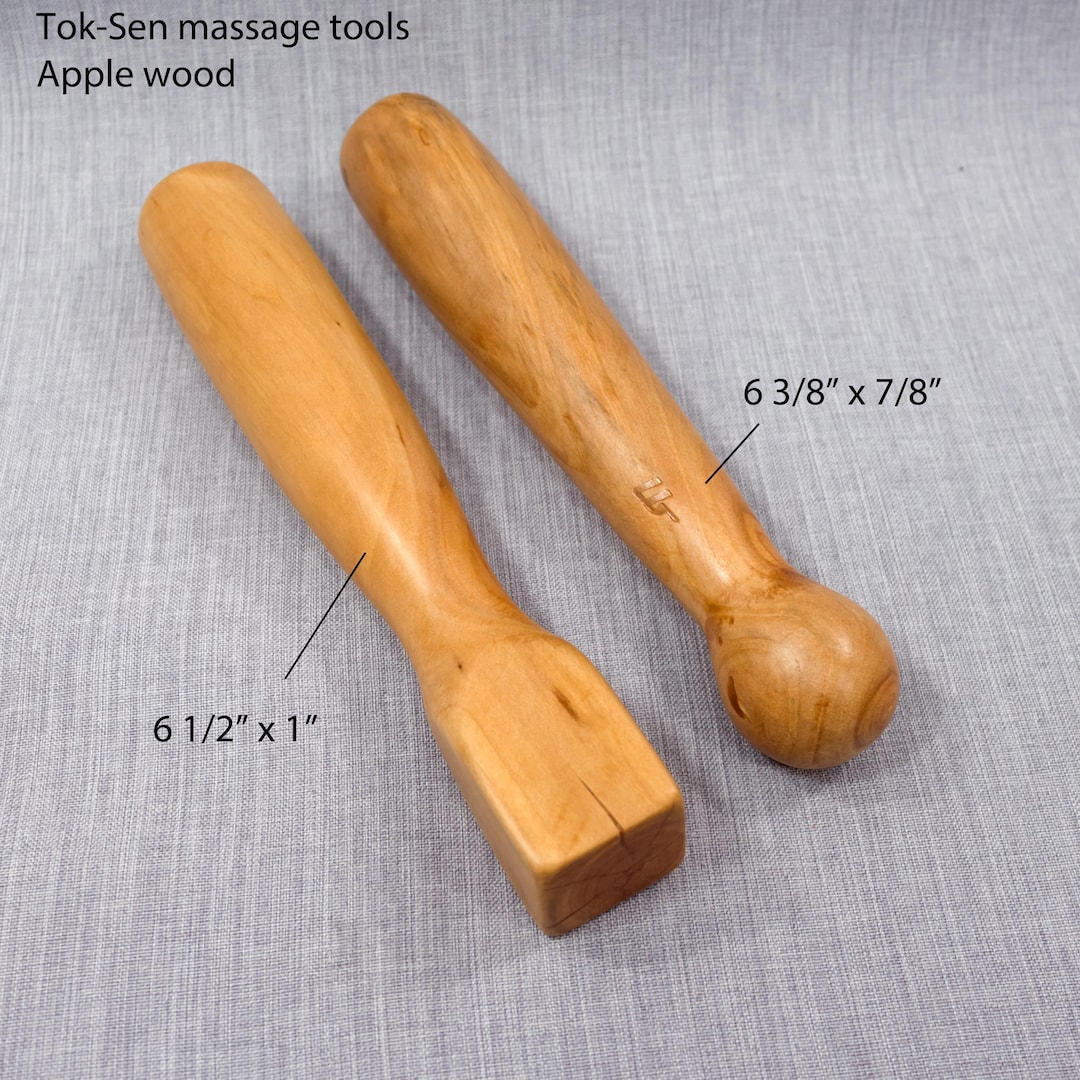 Set of 2 Tok Sen Massage Tools, Ball Stick, Cube Stick, Thai Massage ...