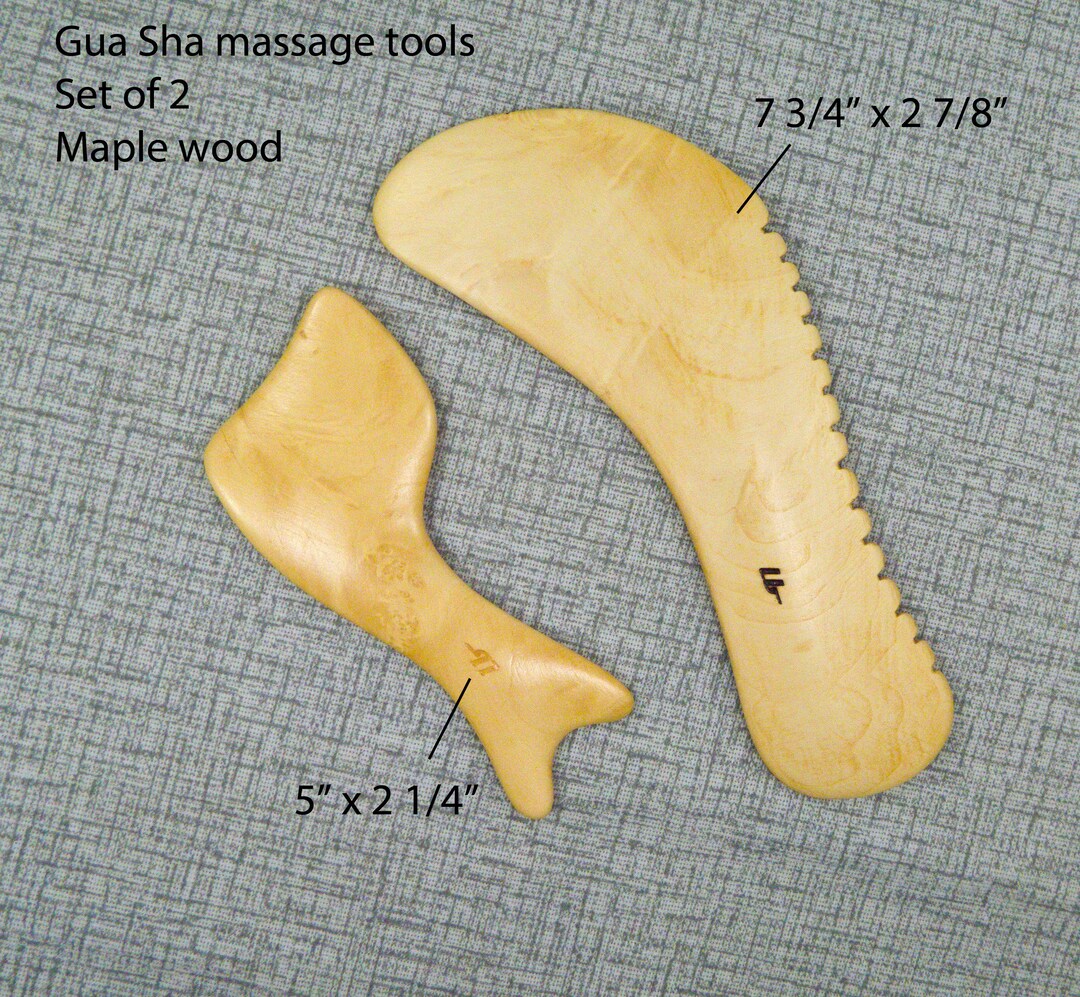 Set of 2 Gua Sha Massage Wooden Tool, Medium Scraper With Teeth, Wooden ...