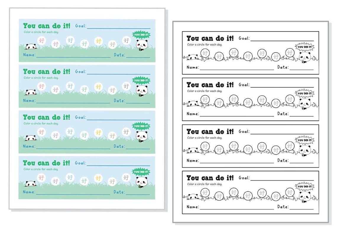 Chinese Reward Chart Chinese for Kids Chinese Learning Log - Etsy