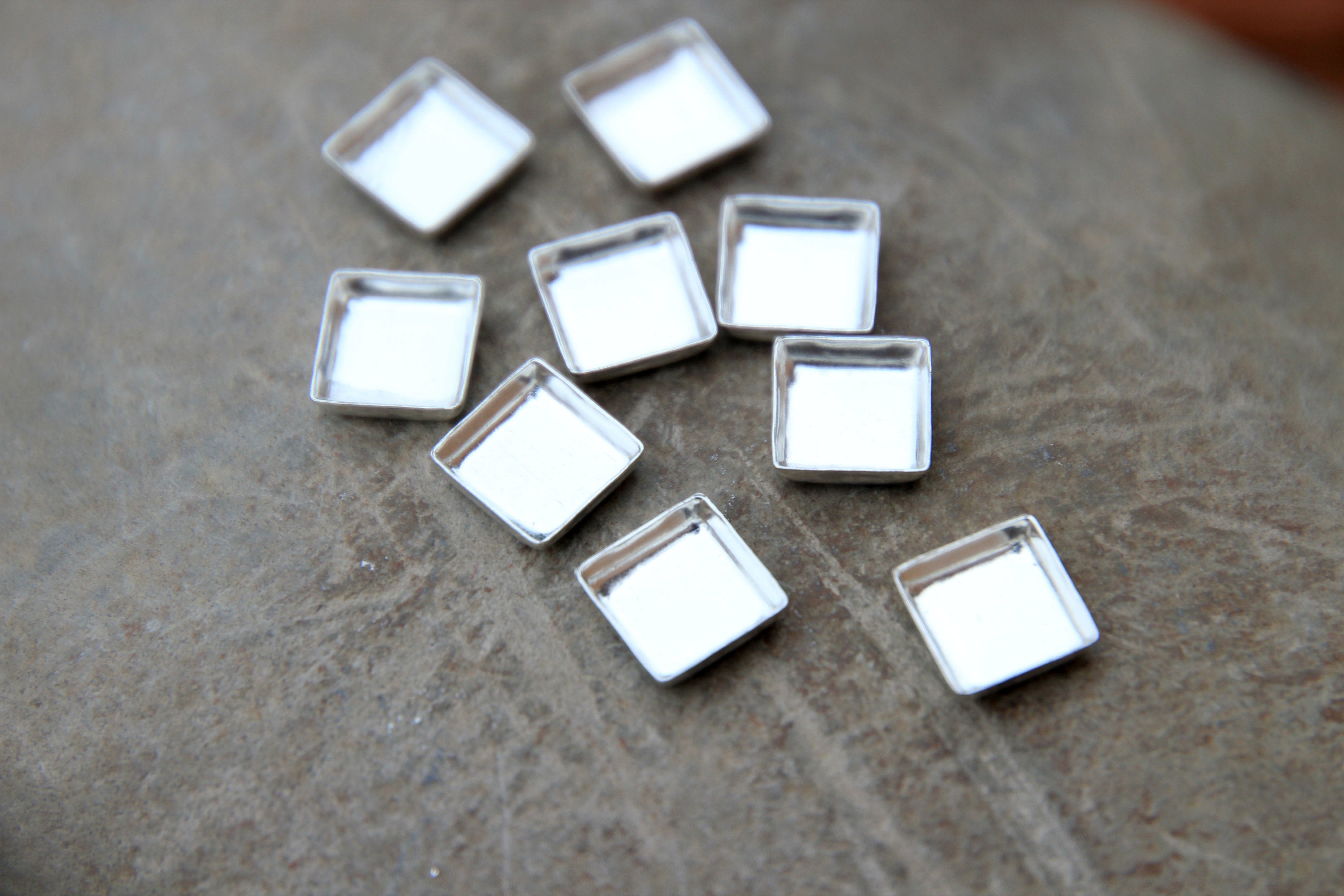 6mm Sterling Silver SQUARE BEZEL CUPS Bezel Cups Settings - Etsy