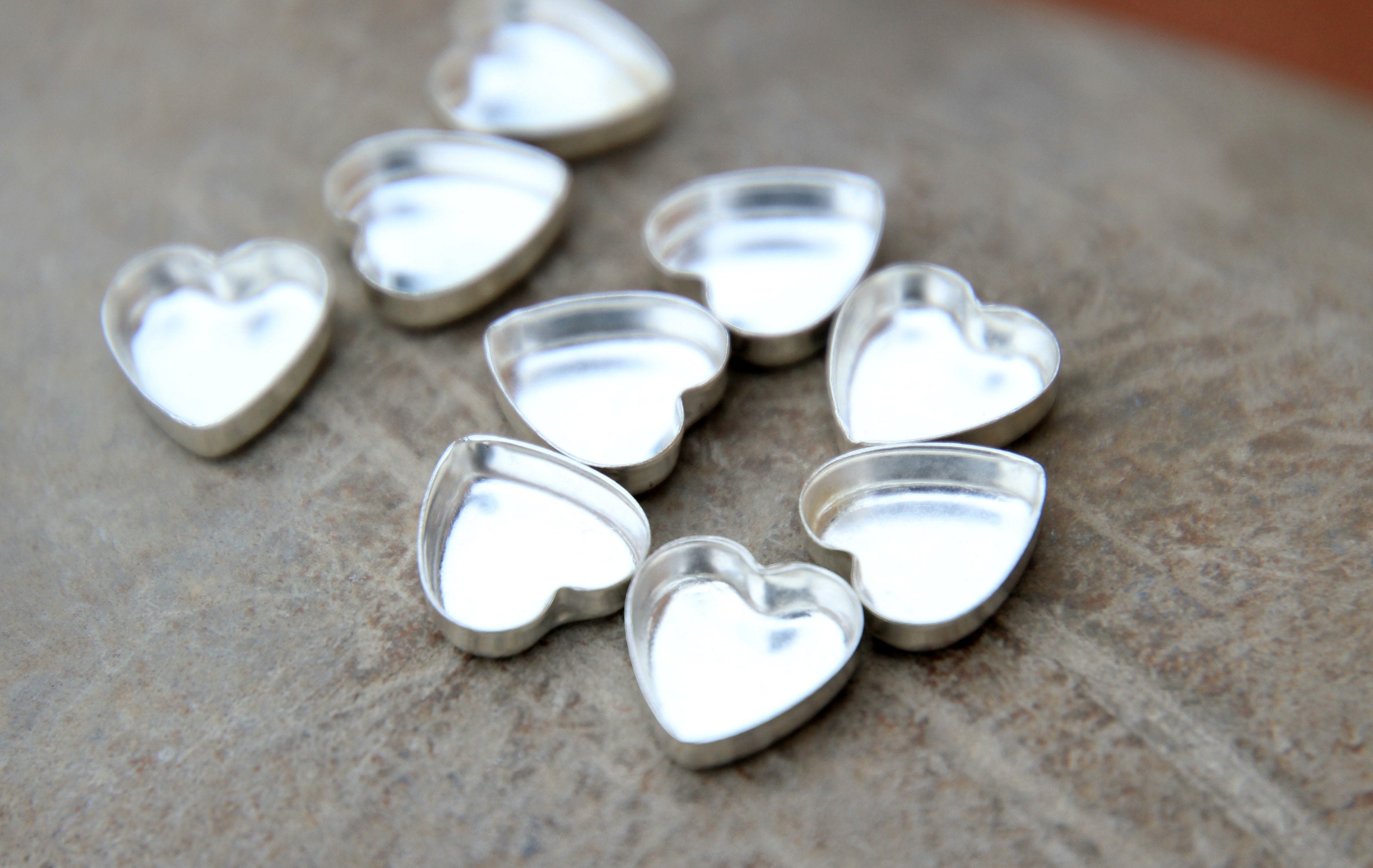 Sterling Silver HEART BEZEL CUP 8mm Heart Bezel Cup Heart | Etsy