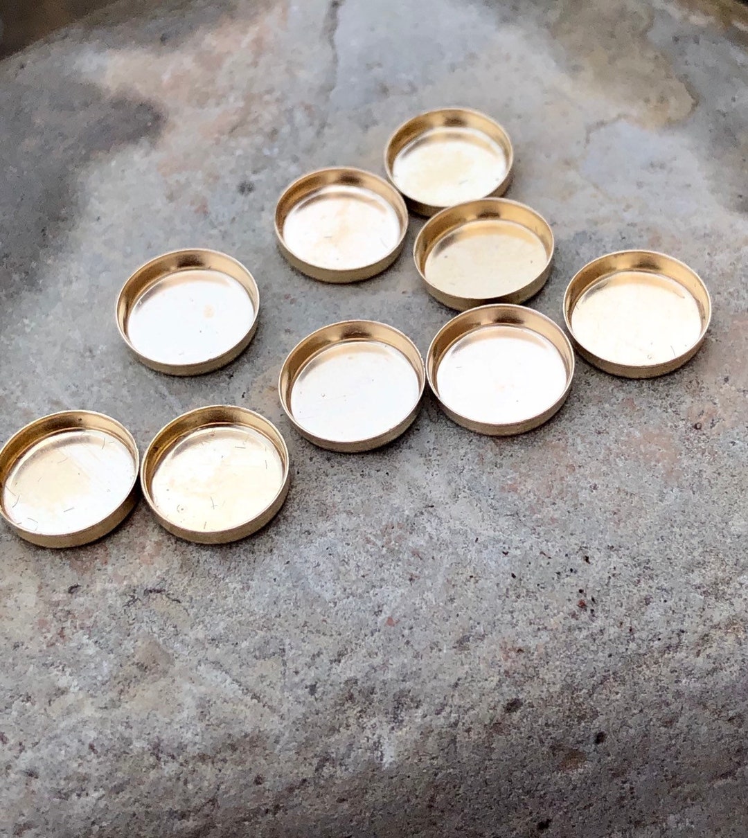 8mm 14K Yellow Gold Filled Round Bezel Cups - Opal Bezel Cups - Bezel ...