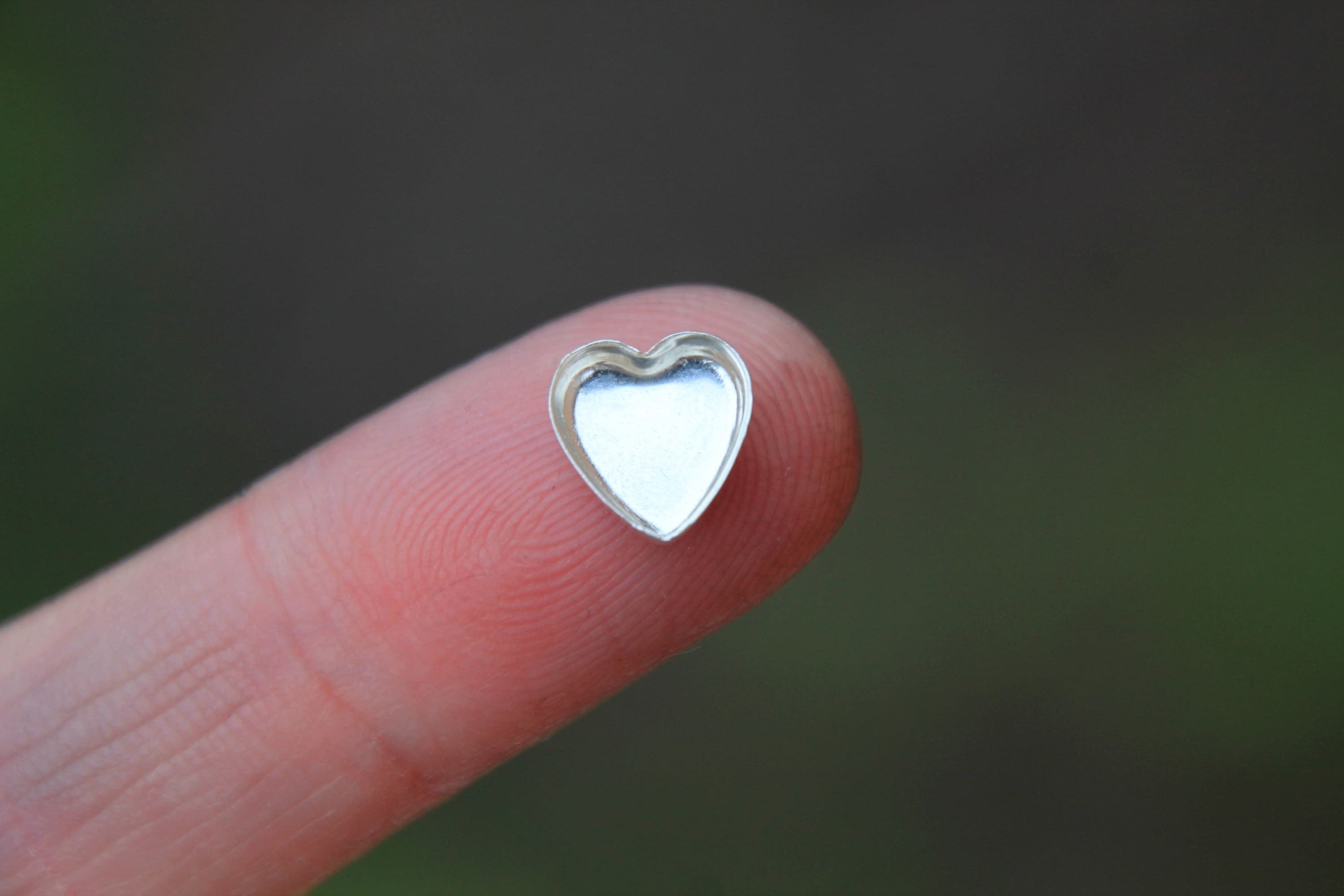 Sterling Silver HEART BEZEL CUP 8mm Heart Bezel Cup Heart | Etsy