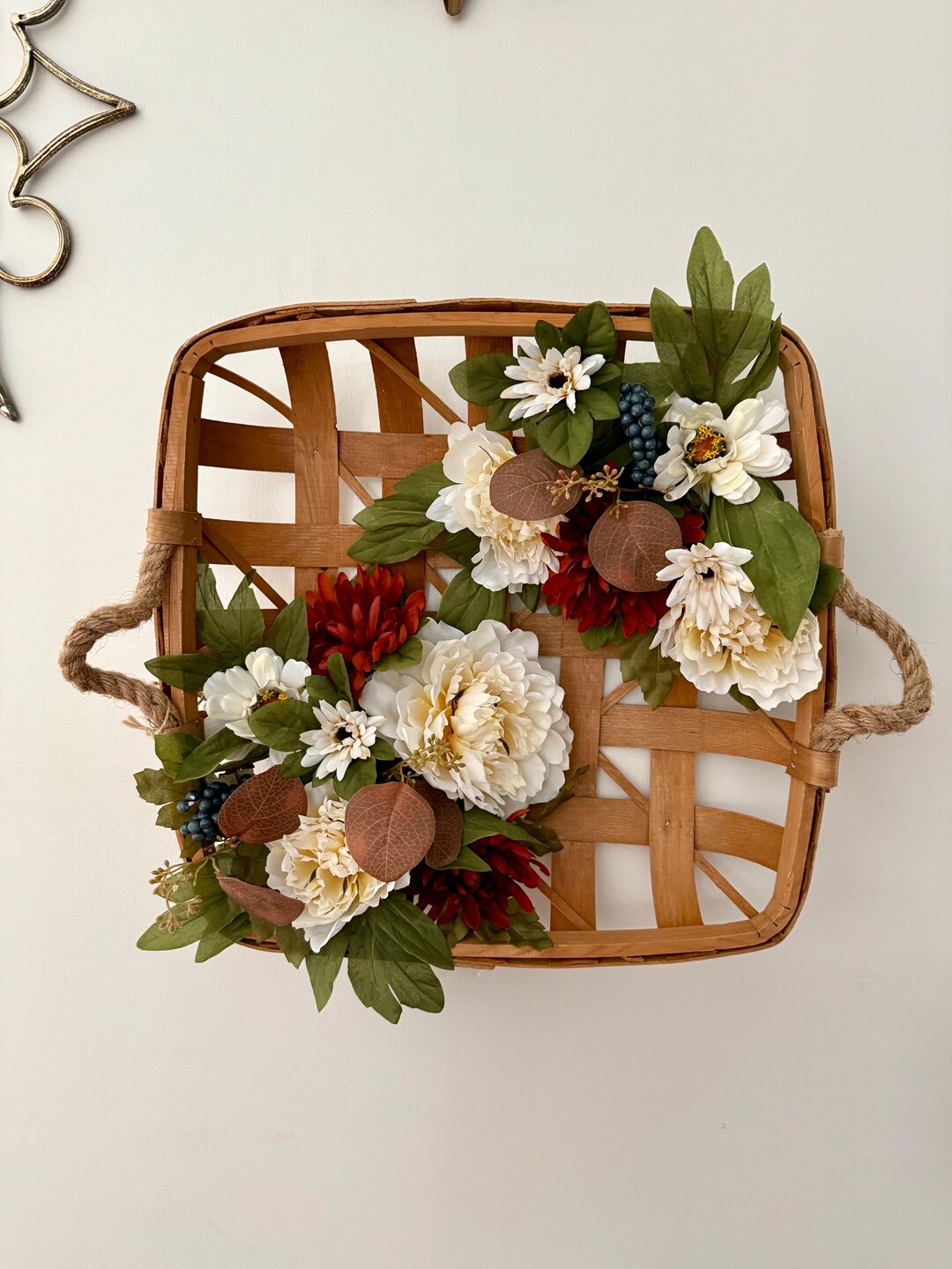 Peonies & Mum Basket Decor - Etsy