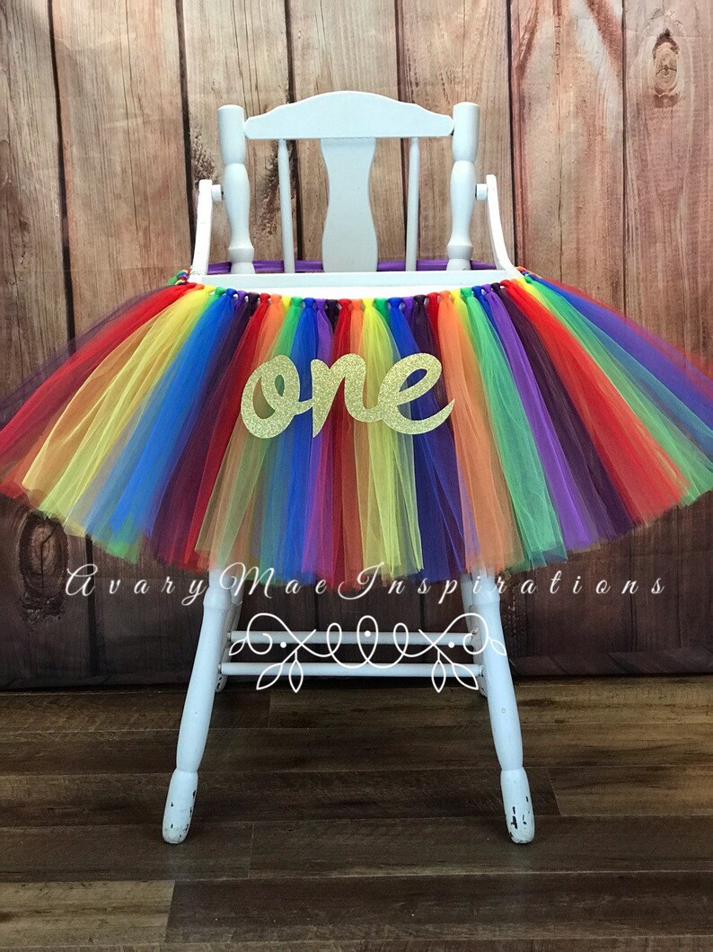 Rainbow High Chair Tutu Rainbow Highchair Tutu Rainbow First - Etsy