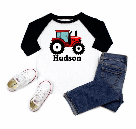 Boys 1st Birthday Tractor Shirt, Farm Raglan Toddler Jersey, Kids 1 ...