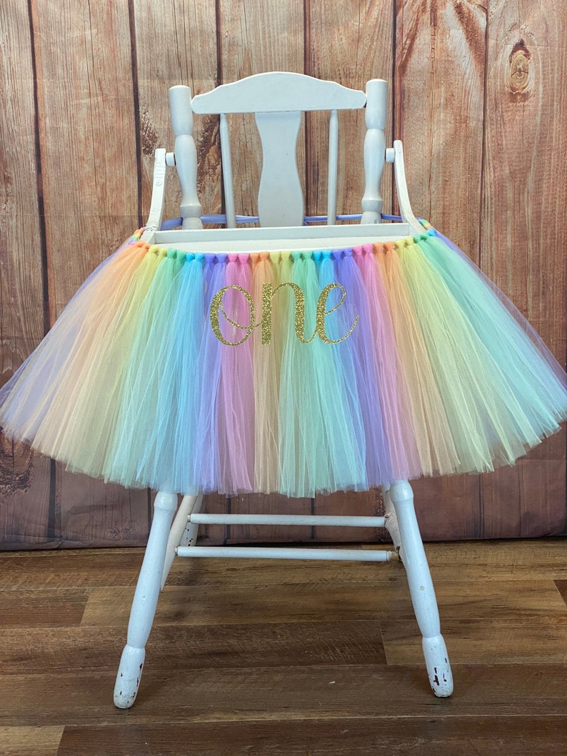 Pastel Rainbow High Chair Tutu Highchair Tutu High Chair | Etsy