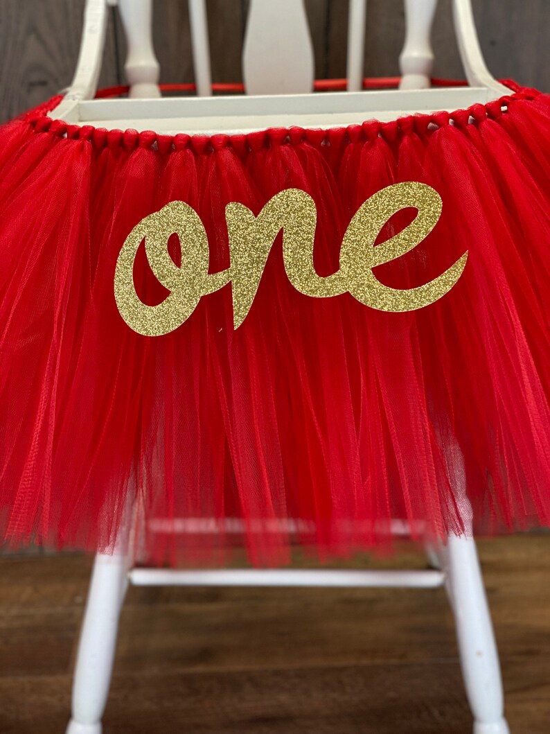 Red High Chair Tutu Girls First Birthday Highchair Banner - Etsy