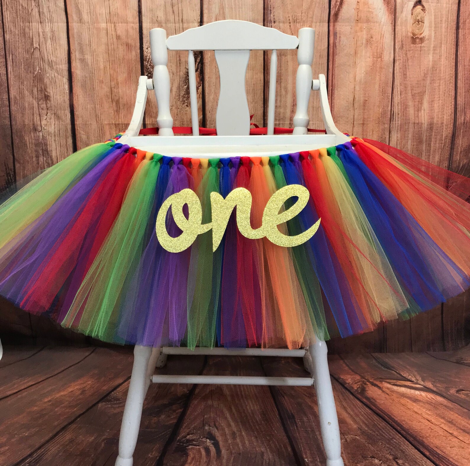Rainbow High Chair Tutu, Rainbow Highchair Tutu, Rainbow First Birthday ...