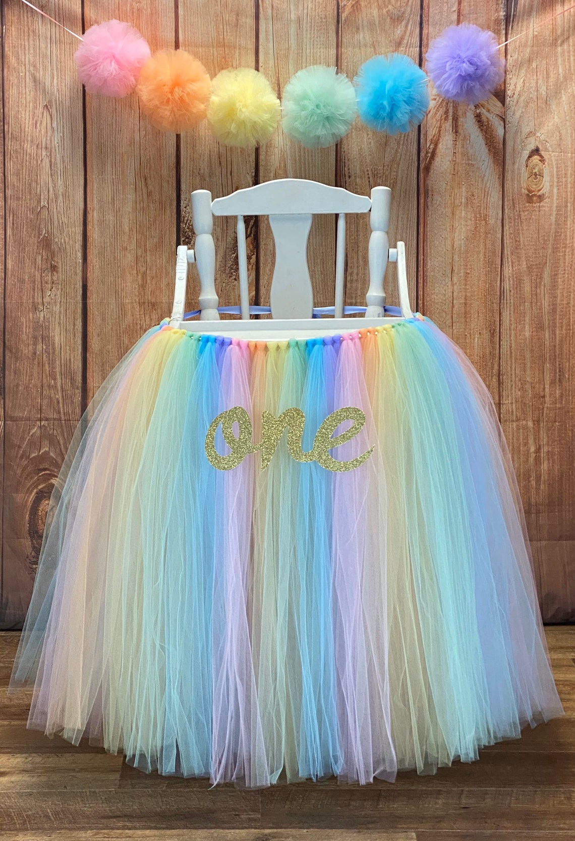 Pastel Rainbow High Chair Tutu Highchair Banner for Girls | Etsy