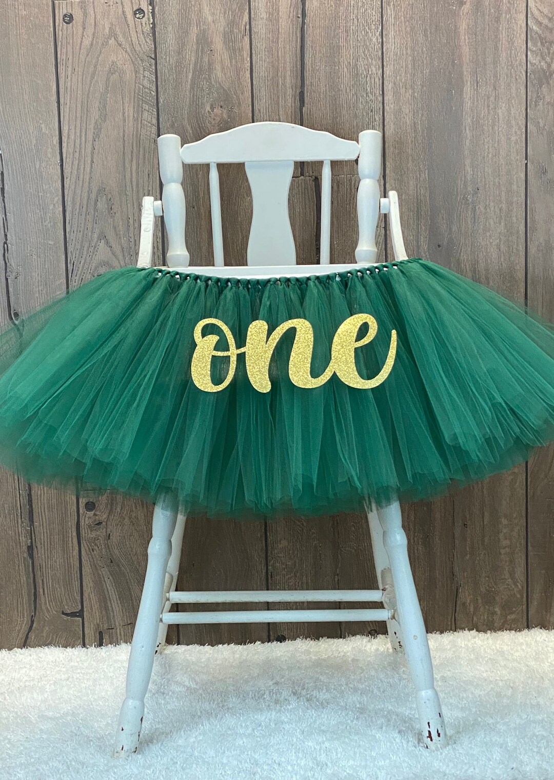 Green High Chair Tutu, ANY COLOR Highchair Banner for Girls First ...