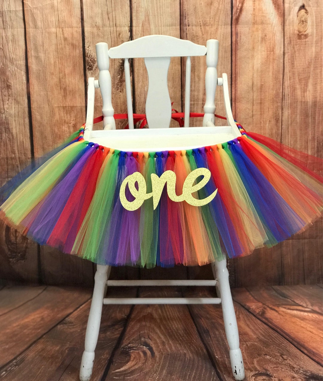 Rainbow High Chair Tutu, Rainbow Highchair Tutu, Rainbow First Birthday ...