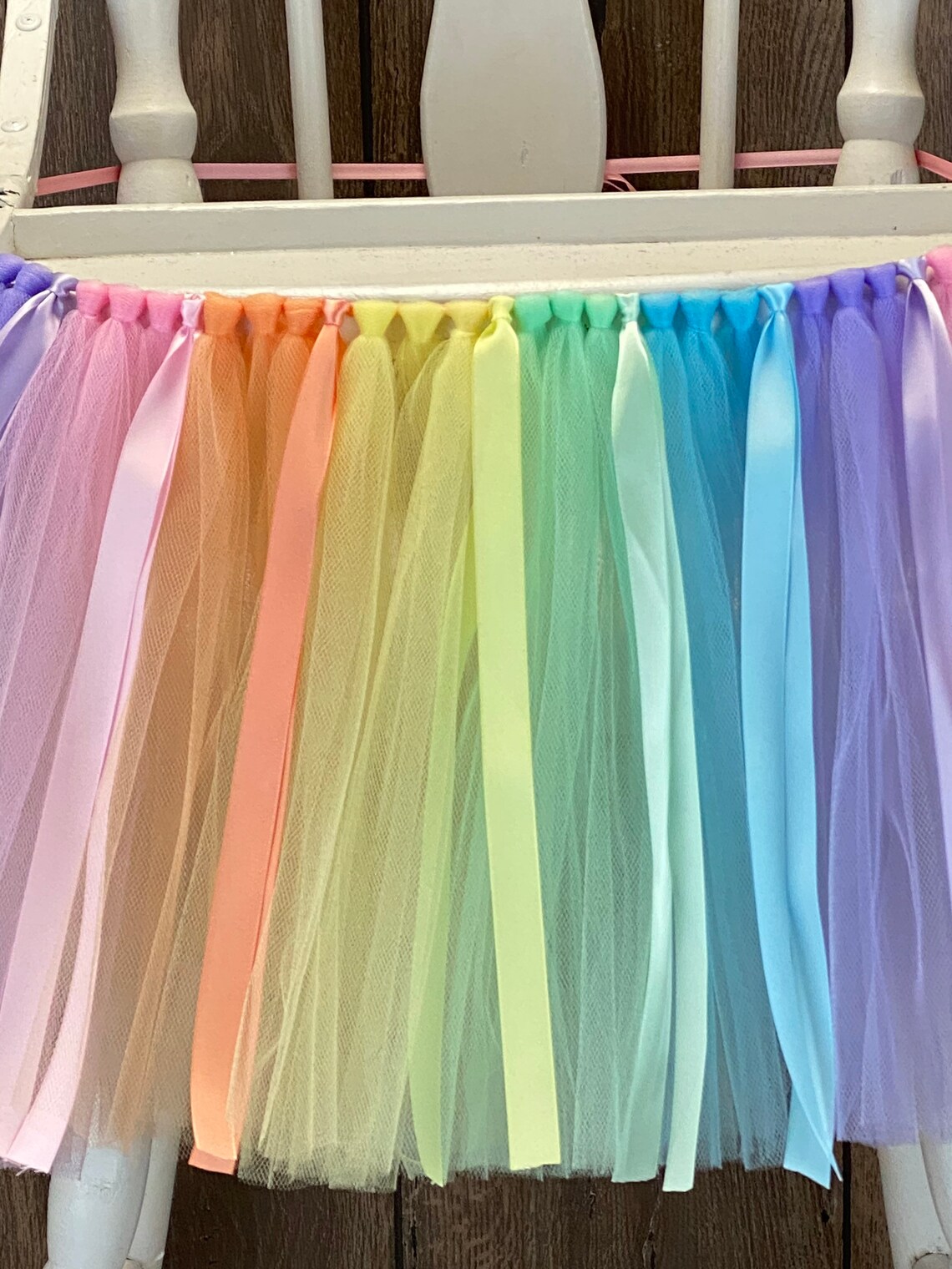Pastel Rainbow High Chair Tutu Girls First Birthday Highchair - Etsy