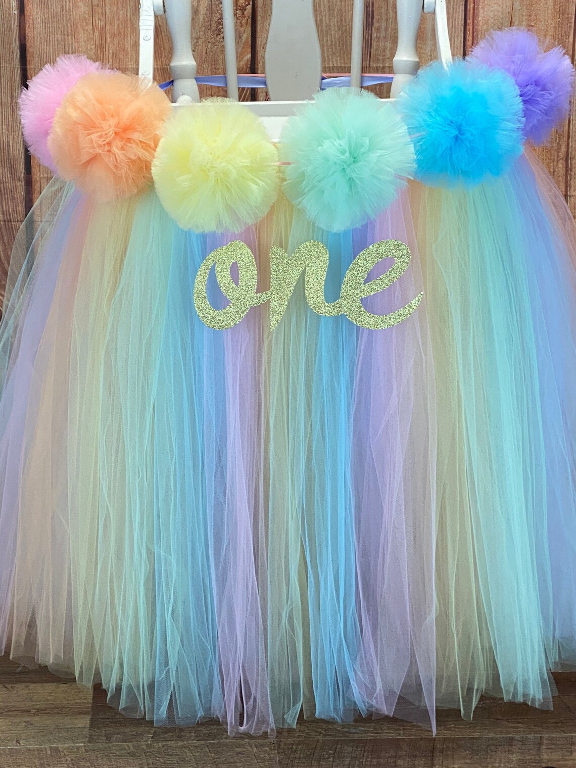 Pastel Rainbow High Chair Tutu Highchair Banner for Girls | Etsy