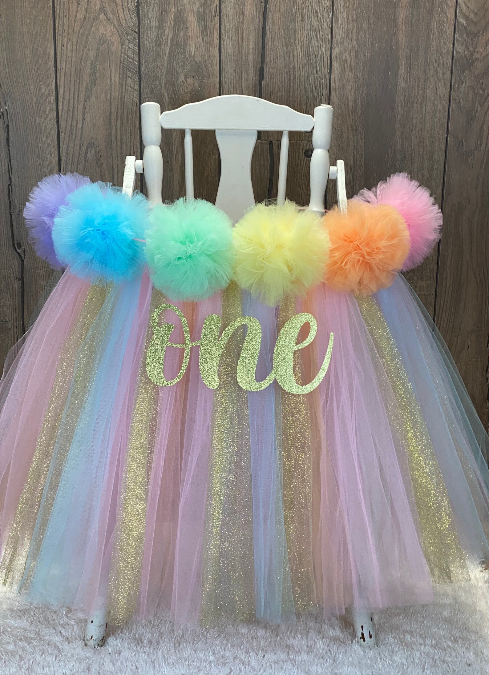Pastel Rainbow High Chair Tutu Highchair Banner for Girls - Etsy