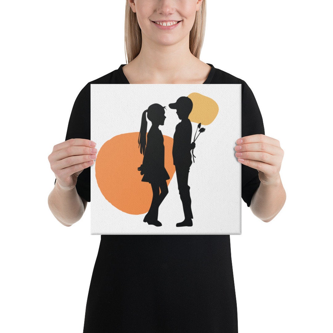 Little Love on Canvas - Silhouette Art Print - Couple Silhouette Art ...