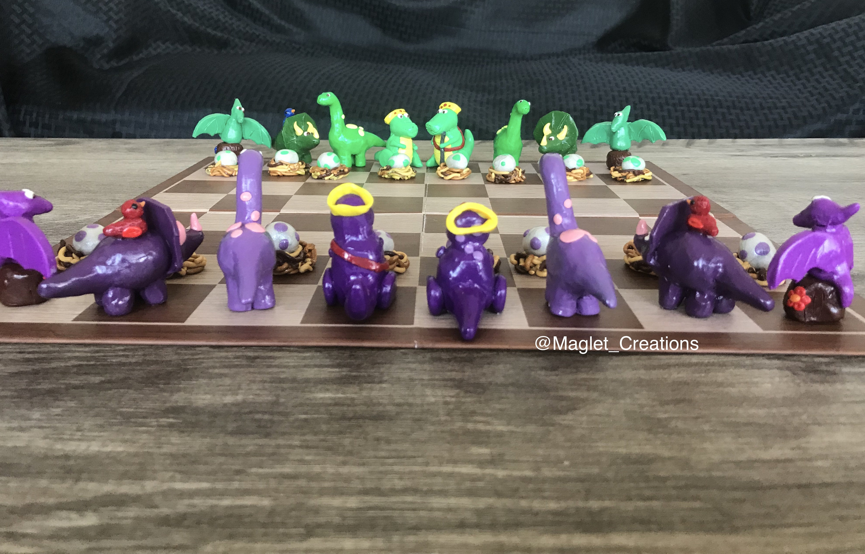 Dinosaur Chess Custom Chess Set Polymer Clay Chess Jurassic Chess ...