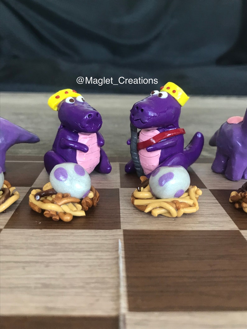 Dinosaur Chess - Custom Chess Set - Polymer Clay Chess- Jurassic Chess ...