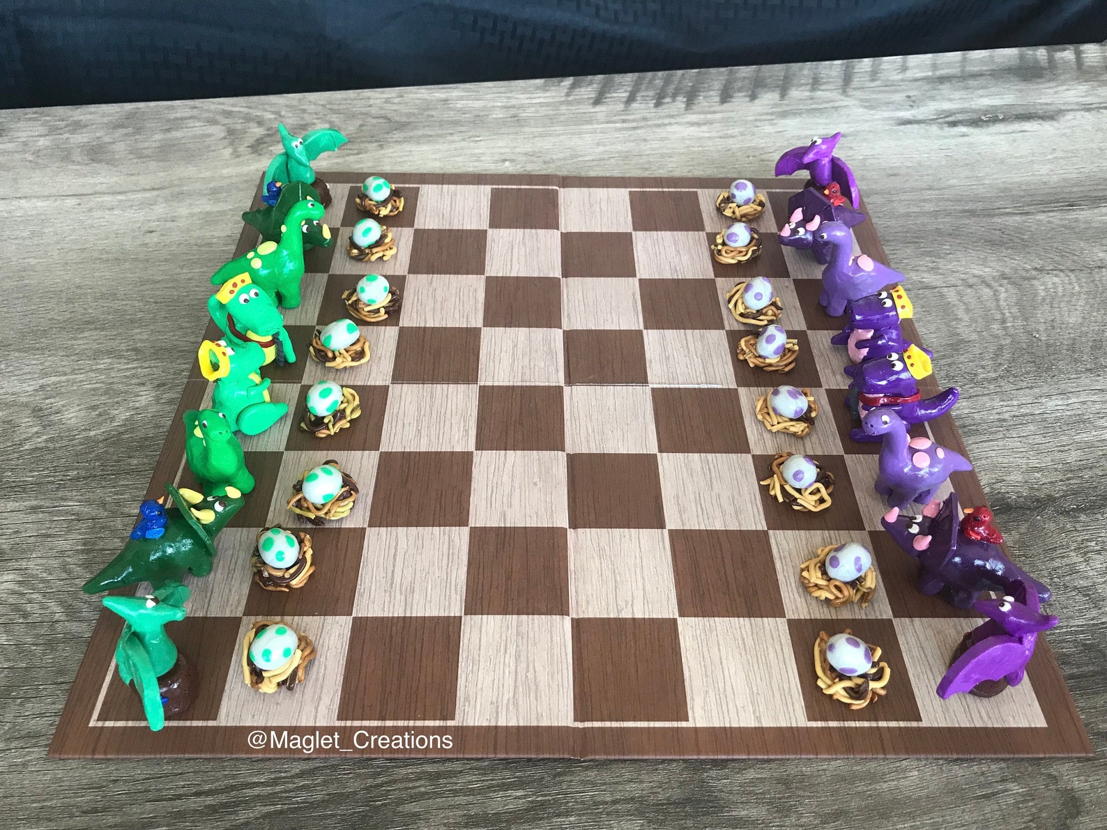 Dinosaur Chess Custom Chess Set Polymer Clay Chess Jurassic Chess ...