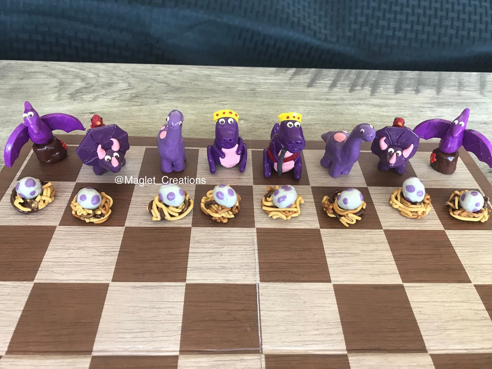 Dinosaur Chess - Custom Chess Set - Polymer Clay Chess- Jurassic Chess ...