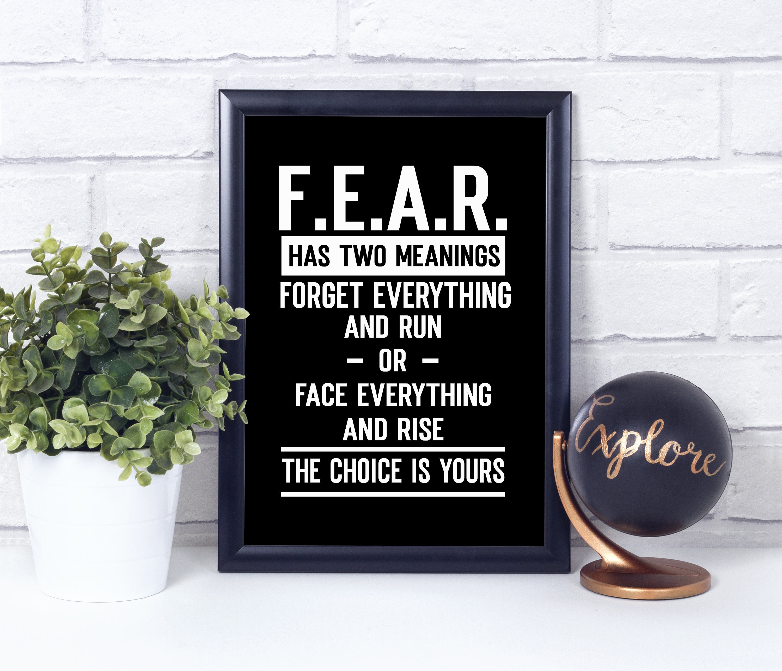 Motivational 'FEAR' Quote Poster: Minimalist Office Wall Art - Etsy